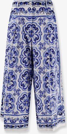 Dolce & Gabbana Cotton trousers with Maiolica print - DOLCE & GABBANA - gender_Woman