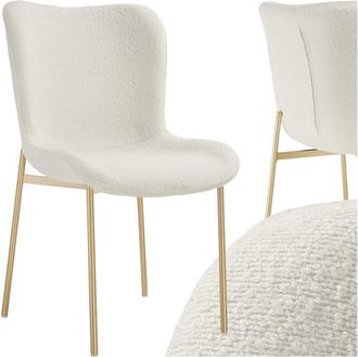 TecTake Chaise de Salle à Manger Fauteuil Salon Confortable en Tissu Bouclette Fauteuil Scandinave Moelleux avec Accoudoirs pour Salon, Chambre, Coiffeuse, Ch