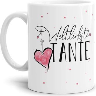 Tassendruck Tasse mit Spruch für die Weltbeste Tante - Kaffeetasse/Familie/Geschenk-Idee/Mug/Cup/Weiss