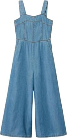 Twinset Femme, Combinaisons et Ensembles, Bleu, Taille: 48 FR Combinaison longue en chambray avec smocks