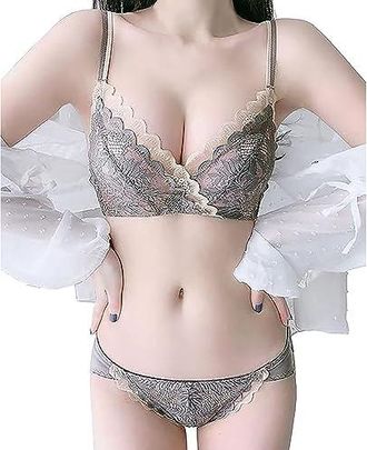 Generic Ensemble sous Vetement Femme Ensemble Lingerie Confortable Classique Tenue Yoga Europ&eacute;enne - Brassi&egrave;re + String, Bande Ajustable pour Sport Intensif