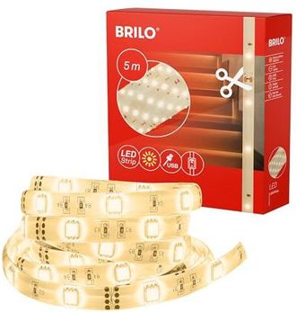 Briloner 5m LED Strip, LED Streifen, Deko Lichterkette, Leiste, USB Band, Warmweißes Licht, Kabelschalter, Weiß
