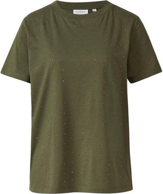 Comma Kurzarmshirt T-Shirt T-Shirt mit dezenten Schmucksteinen