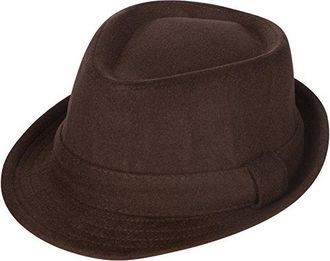 Sakkas EHA5033FM-Unisexe Chapeau dhiver Fedora Laine Structuré (3 Couleurs) - Brun - L/XL