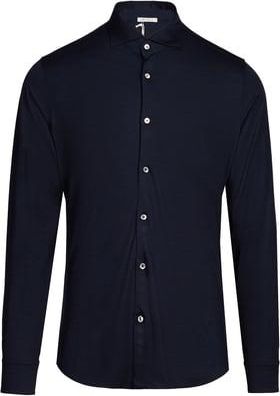 Stefan Brandt Chemise droite &agrave; manches longues en laine m&eacute;rinos