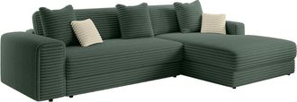 Vente-Unique Ecksofa - Ecke rechts - grob Gerippter Cord - Tannengr&uuml;n - CALAZO von Pascal Morabito