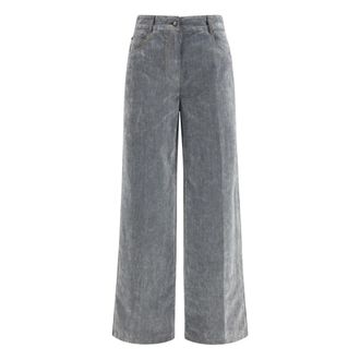 Forte_Forte Wide Leg Jeans aus beflocktem Denim - - Jeans - Damen - Grau - XS