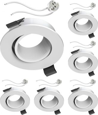 LEDs Com 6 Stück Decken-Einbaurahmen KUN, rund, schwenkbar (MR16/PAR16/50mm) + GU5.3 Fassung