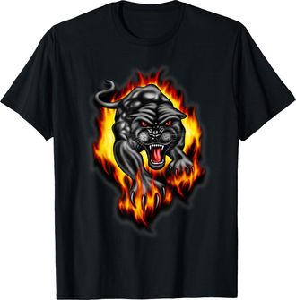 The Awesome Corner Shop PANTHER FIRE - gro&szlig;e Katze - Tattoo Art - Feuer - Flammen T-Shirt