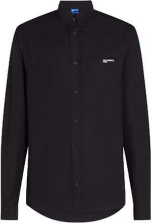 Karl Lagerfeld Homme Chemise en Popeline Coupe R&eacute;guli&egrave;re, Noir, M