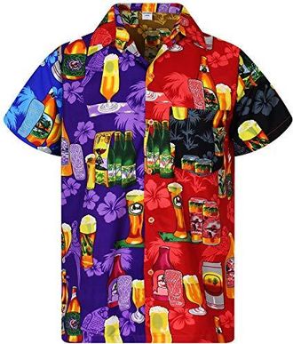 V.H.O. Funky Chemise-Hawaienne, Manche-Courte, Beerbottle, Couleurs-Mélangées-Aléatoires, XXL