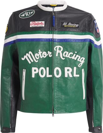 Ralph Lauren Leather Caf&eacute; Racer Jacket Size M