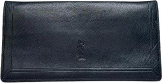 Saint Laurent Portefeuille en cuir grain&eacute; Pre-owned - Femme - Pre-owned - Noir - Taille: ONE Size