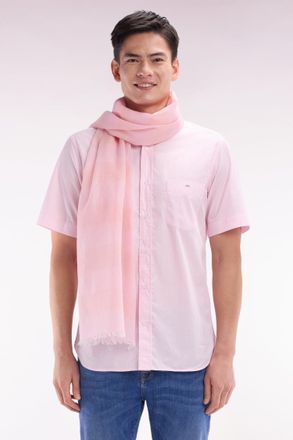 Eden Park Chemise &Agrave; Manches Courtes En Coton Tissage Jacquard Ray&eacute; Rose Coupe Droite