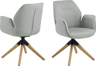Norrwood home24 Drehbarer Armlehnenstuhl Morini 61 x 91 x 59cm Grau/Hellgrau Gummibaum