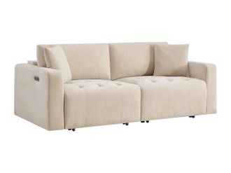 Vente-Unique 3-Sitzer-Sofa mit elektrisch verstellbaren Sitzfl&auml;chen in beigem Stoff - DIMARIAS
