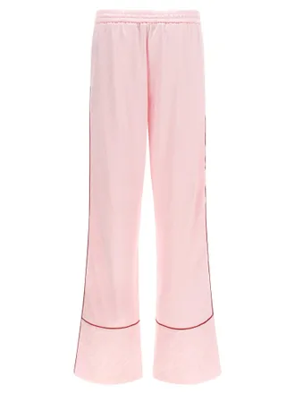 Off-white Jacquard Satin Pajama Joggers - Pink