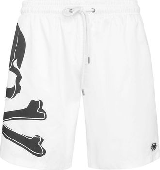 Philipp Plein Skull & Bones Badeshorts - Wei&szlig;