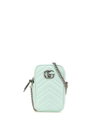 Gucci mini sac à bandoulière Matelassé en cuir à motif GG Marmont (2016-présent) - Vert