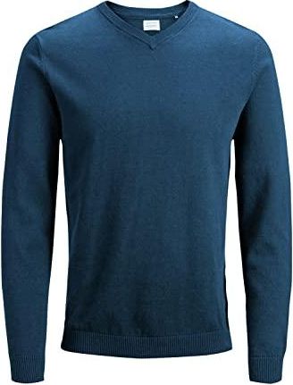 Jack & Jones Jack & Jones Pull tricoté col en V pour homme, Bleu Insignia, XXXL