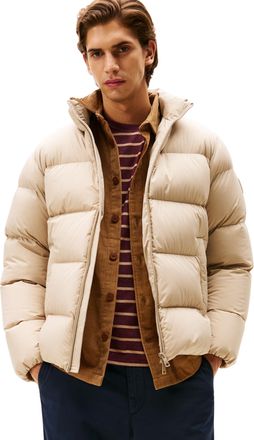 Tommy Hilfiger Herren Pufferjacke Down Stand mit Stehkragen, Beige (Sandalwood), M