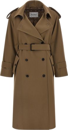 Max Mara Wool Gabardine Waterproof Trench Coat - Camel