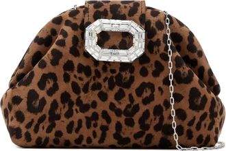 Amina Muaddi Camelia Mini-Tasche mit Leoparden-Print - Braun