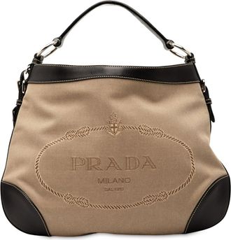 Prada Hobo Bags - Canvas Canapa Logo Hobo - Gr. unisize - in Braun - f&uuml;r Damen