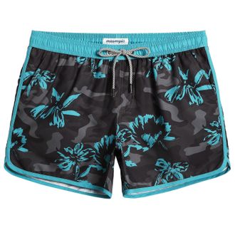 Maamgic Herren Badeshorts Vintage Retro Boardshorts Schnelltrocknend Kurz Badehose Schwimmhose mit Mesh-Futter und Verstellbarem Tunnelzug,New Schwarz Grau Ta
