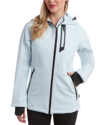 Spyder Damen-Softshell-Jacke - leichte Frottee-Fleece-Hoodies f&uuml;r Damen, wasserabweisend, mit Rei&szlig;verschluss, BLAU (ASH BLUE), XL