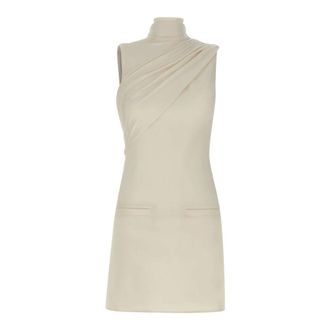 Courr&egrave;ges Robe trap&egrave;ze torsad&eacute;e - Femme - Robes - Beige - Taille: 34 FR