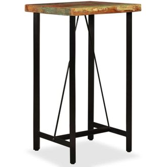vidaXL Vidaxl - Table de bar en bois de r&eacute;cup&eacute;ration massif 60x60x107 cm - Design industriel - Pieds en acier robuste - Assemblage facile