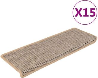 vidaXL Tapis descalier autocollants 15 pcs 65x21x4 cm Beige clair Vidaxl