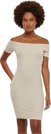 Urban Classics Damen Kleid Ladies Off Shoulder Rib Dress, Schulterfreies Kleid für Frauen, Slim Fit, erhältlich, Größen XS-5XL