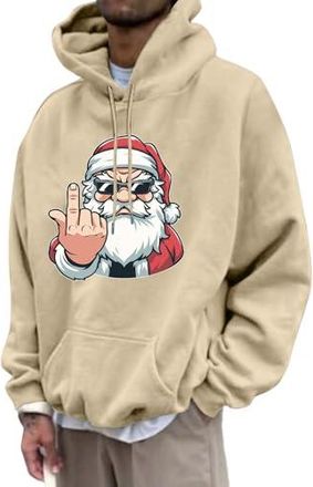 Generic Sweat &agrave; capuche graphique pour homme, imprim&eacute; P&egrave;re No&euml;l - Sweat &agrave; capuche &agrave; manches longues pour lautomne, Couleur cr&egrave;me., 3XL