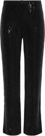 Pieces Pcsiddy Hw Pantalon Droit Tissu, Noir/détails : Paillettes Noires, M Femme