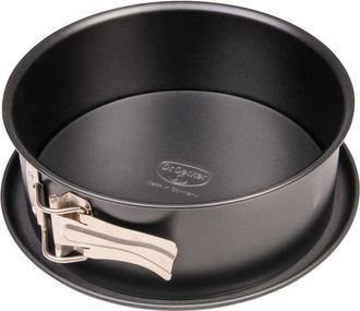 Dr. Oetker Springform Ø 18 cm TRADITION, Backform mit Flachboden und Auslaufschutz, runde Kuchenform aus Stahlblech mit Antihaftbeschichtung (Farbe: Schwarz), Me