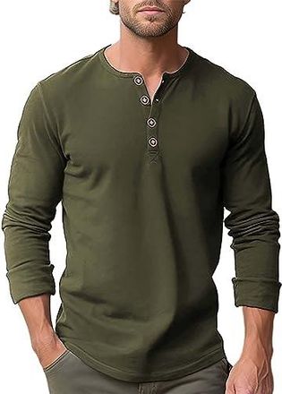 Generic Polo de travail pour homme &agrave; manches longues - Coupe ajust&eacute;e - Style d&eacute;contract&eacute; - Classique - Extensible - Ample - Avec patte de boutonnage - Sans co