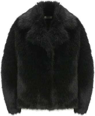 Betta Corradi Femme, Vestes, Noir, Taille: 40 FR Manteau en fausse fourrure