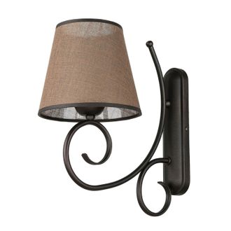 Licht-Erlebnisse Wandleuchte Metall Stoff Braun Schlafzimmer Wohnzimmer T:31 cm E27 wohnlich blendarm Rustikale Wandlampe Landhaus PURAHT