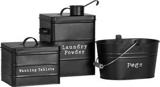 Harbour Housewares Vintage Metal Utility Canisters Set - Schwarz - 3pc