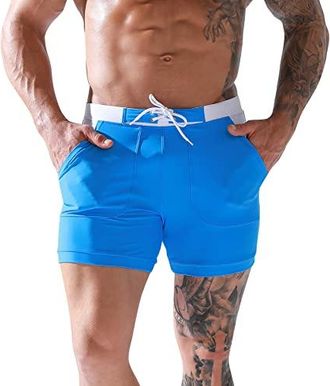 Feoya Homme Short de Bain Eté Maillot de Bain Homme Piscine avec Cordo Serrage Short de Plage Séchage Rapide Boxer Surf Natation B4 XXL