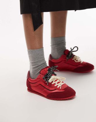 Vans Super Lowpro - Sneaker aus Satin in Rot