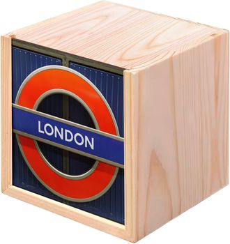 Fabulous Holzkiste - Schild Metro London England (10 x 10 x 10 cm)