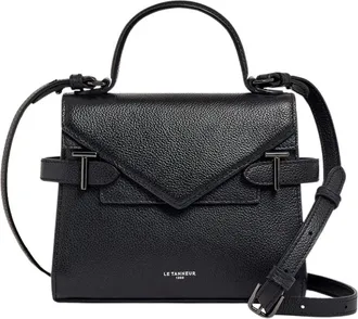 Le Tanneur Petit sac &agrave; main Emilie &agrave; double rabat - Femme - Sacs - Noir - Taille: ONE Size