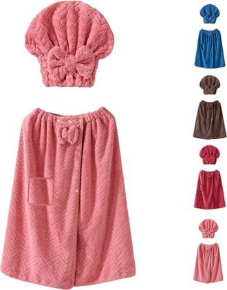 Generic Jupe de bain r&eacute;glable grande taille et bonnet &agrave; s&eacute;chage rapide, jupe de bain r&eacute;glable avec noeud, polaire corail doux et fermeture antid&eacute;rapante s&eacute;cur