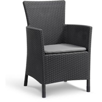 Keter Allibert - Kunststoff Gartensessel Iowa graphit / cool grey inklusive Sitzkissen flache Rattanoptik