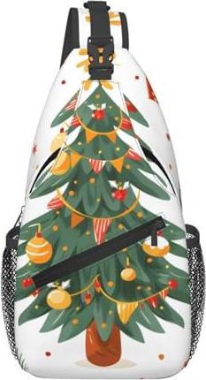 Generic Sacoche Bandouliere Sapin de No&euml;l dhiver L&eacute;ger Sling Bag Mode Crossbody Bag pour Randonn&eacute;e &eacute;cole Homme