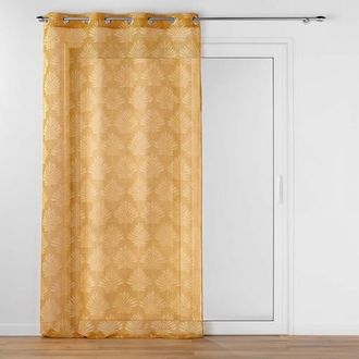 Douceur d'Intérieur Levita Ösenvorhang, durchscheinend (140 x 240 cm), Ocker, gewebter Voile mit Applikationen