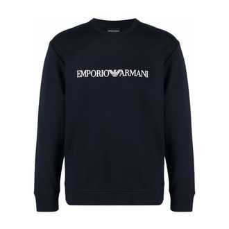 Emporio Armani Modal-Mischung Logo-Print Rundhals-Sweatshirt - - Sweatshirts & Hoodies - Herren - Blau - 2XL